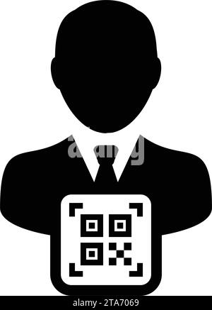 Digital id icon avatar with qr code for biometric identity in vector ...