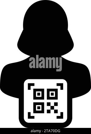 Digital id icon avatar with qr code for bio-metric identity in vector ...