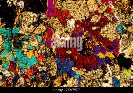 Diorite is an igneous intrusive rock. Polarised light, optical ...