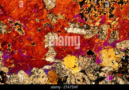 Diorite is an igneous intrusive rock. Polarised light, optical ...
