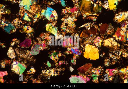 Basalt is an igneous extrusive rock. Photomicrograph, thin section ...