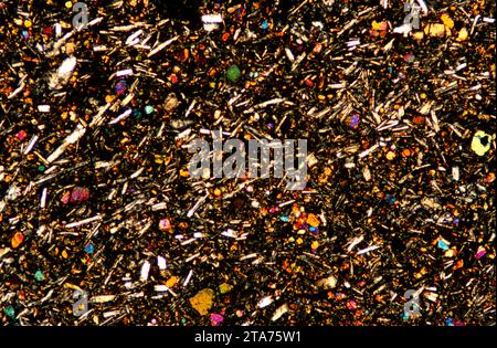 Basalt is an igneous extrusive rock. Photomicrograph, thin section ...