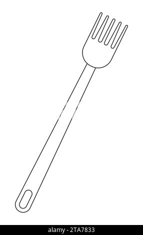 Fork utensil 2D linear cartoon object Stock Vector Image & Art - Alamy
