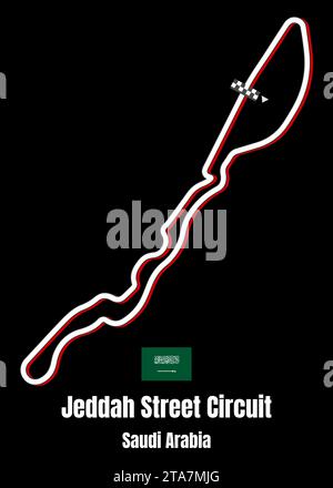 Poster map of Jeddah Corniche Circuit Saudi Arabia Stock Vector Image ...
