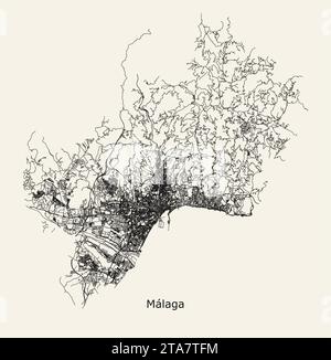 Urban vector city map of Malaga, Spain Stock Vector Image & Art - Alamy