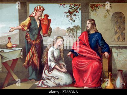Jesus at the home of Martha and Mary, New Testament, by Julius Schnorr ...