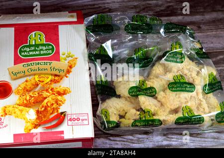 Cairo, Egypt, November 1 2023: Halwani Bros Crunchy spicy chicken ...