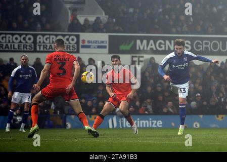 Ipswich Town's Nathan Broadhead scores their second goal of the game ...