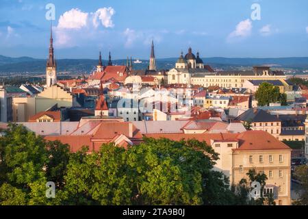 aerial view of town Olomouc in winter, North Moravia, Czech Republic ...