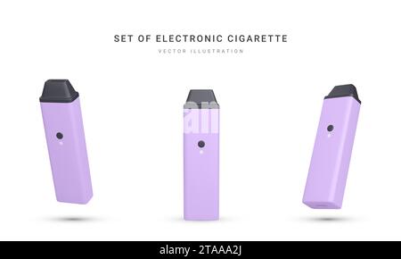 Realistic vape electronic cigarettes set with isolated images of ...