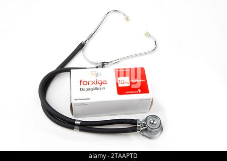 HUETTENBERG, HESSE - GERMANY 11-23-2023: FORXIGA (dapagliflozin ...