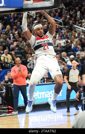 Washington Wizards center Daniel Gafford (21) reacts during the first ...