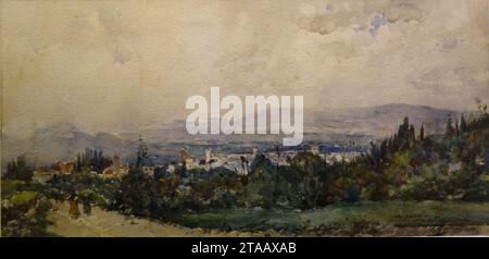 'Vista de Granada' by Tomás Martín Rebollo is a painting that depicts ...