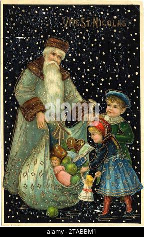 A postcard of 'Vive St. Nicolas,' in poor condition, representing a ...