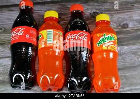 Cairo, Egypt, November 4 2023: Mirinda , brand of soft drink originally ...