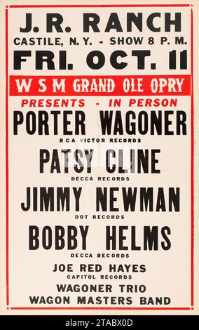 WSM Grand Ole Opry - Patsy Cline 1959 Concert Poster, Bottom-Billed ...
