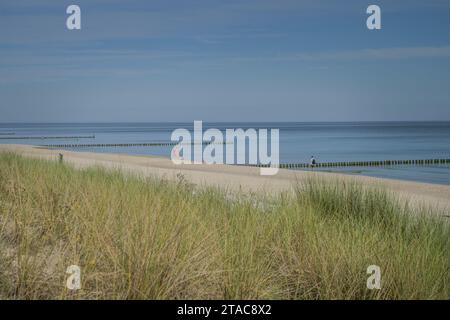Leerer Strand, FKK-Strand westlich von Bansin, Usedom, Mecklenburg ...