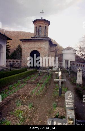 Tismana Monastery, Gorj County, Romania, 2001. An old bronze semantron ...