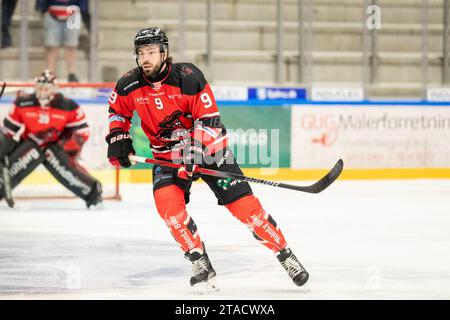Aalborg, Denmark. 28th, November 2023. Bo Hanson (9) of Aalborg Pirates ...