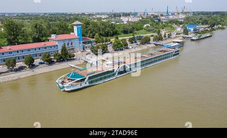 The river cruise ship Amadeus Brilliant moored in the Romanian port of ...
