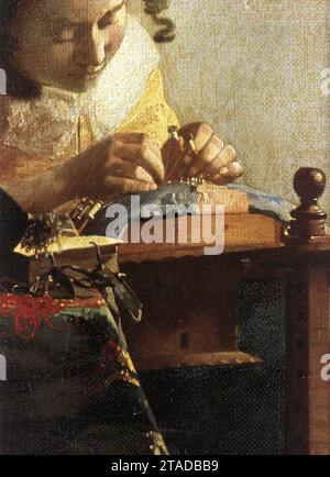 The Lacemaker (detail) 1669-70 by Johannes Vermeer Stock Photo - Alamy