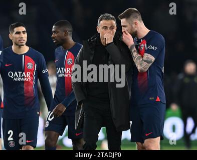 Luis Enrique, Head Coach of Paris Saint-Germain, celebrates during the ...