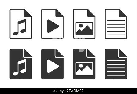 Set of icons of different types of files. Such as: multimedia, text ...