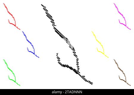 Lake Takla (Canada, North America) map vector illustration, scribble ...