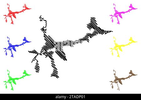 Lake Taymyr (Russia, Russian Federation) map vector illustration ...