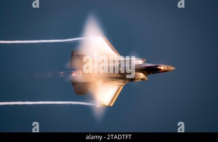 F-35 Fighter jet at sunset. Modern military fifth generation fighter ...