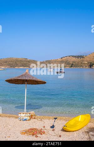 Albania, Vlora province, Himare, seaside resort on the Albanian Riviera ...