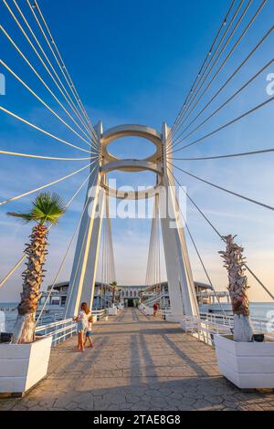 Albania, Durres, Volga promenade by the sea seen from the stairs of ...