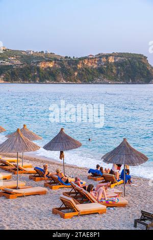 Albania, Vlora province, Himare, seaside resort on the Albanian Riviera ...