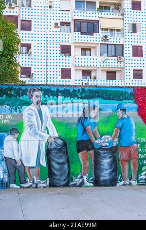 Albania, Durres, waste management awareness mural Stock Photo - Alamy