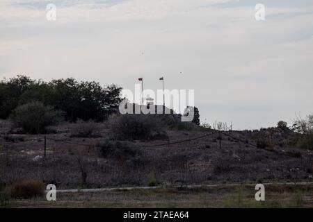 A Tukish army outpost is seen behind the buffer zone, Nicosia, Cyprus ...