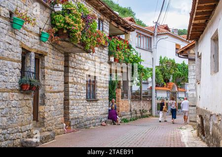 Albania, Korce province, Lin, little village on the shores of Lake ...