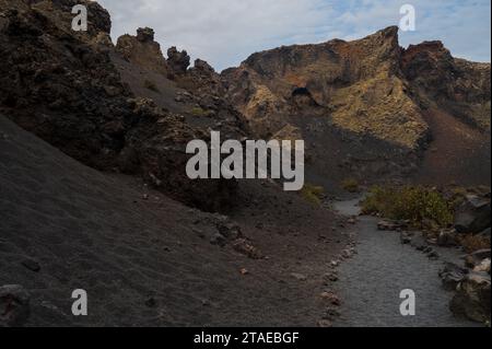 Volcan del Cuervo (Crow volcano) a crater explored by a loop trail in a ...