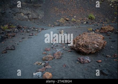 Volcan del Cuervo (Crow volcano) a crater explored by a loop trail in a ...