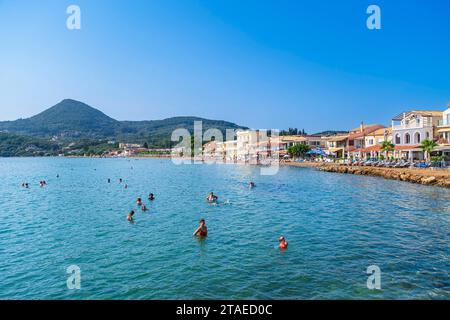 Greece, Ionian Islands, Corfu, Messonghi (or Mesongi), canal between ...