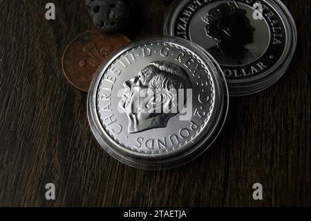 British and Australian silver coins in capsules. Investments and ...