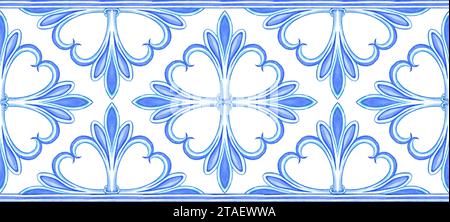 Horizontal seamless ceramic traditional tiles. Italian retro pattern in ...