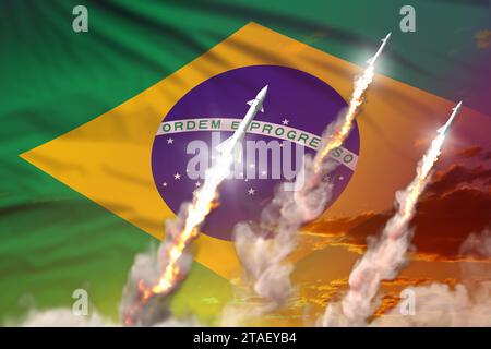 Modern strategic rocket forces concept on blue sky background, Belize ...