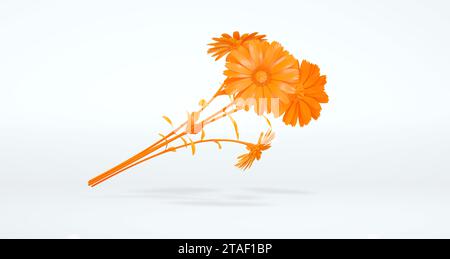 3d illustration perspective view of orange rally car on blue background ...