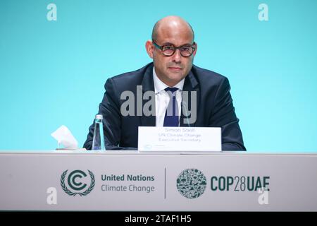 Simon Stiell, United Nations climate chief, speaks during a plenary ...