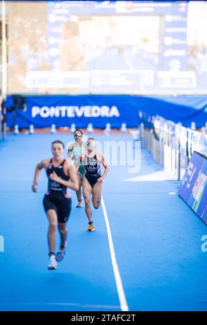 Taylor Spivey participating in the triathlon at the Paris 2024 Olympic ...
