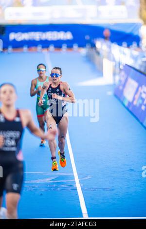 Taylor Spivey participating in the triathlon at the Paris 2024 Olympic ...