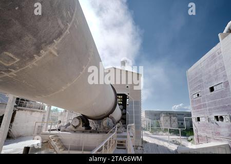 Big tubular rotary furnace and operating equipment at plant Stock Photo ...