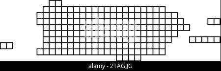 Puerto Rico map silhouette from red square pixels and glowing stars ...