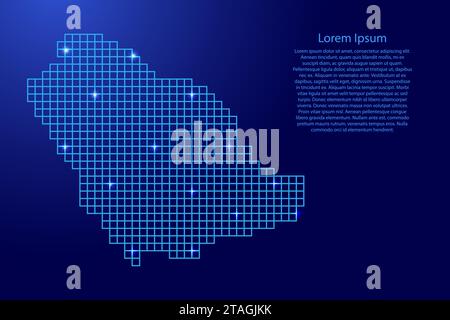 Saudi Arabia map outline with stars and lines abstract framework ...
