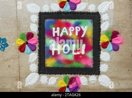 Holi festival theme background. Hand in colors painting. Abstract paint ...